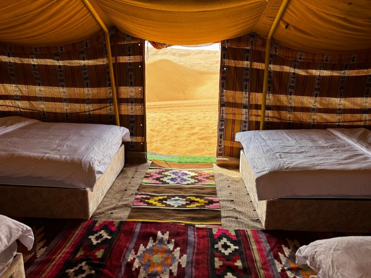Arab Desert Camp Nestled Amidst The Breathtaking Landscapes